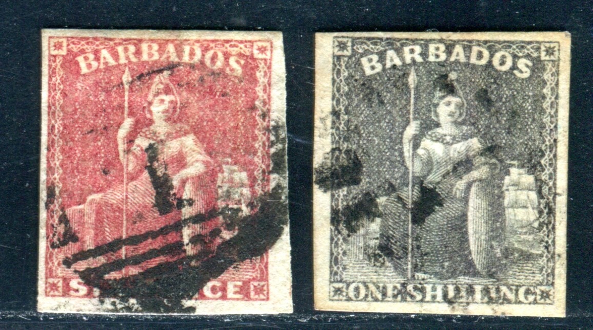 BARBADOS 1858 4-5 timbrato buoni VALORI 300€(D9822