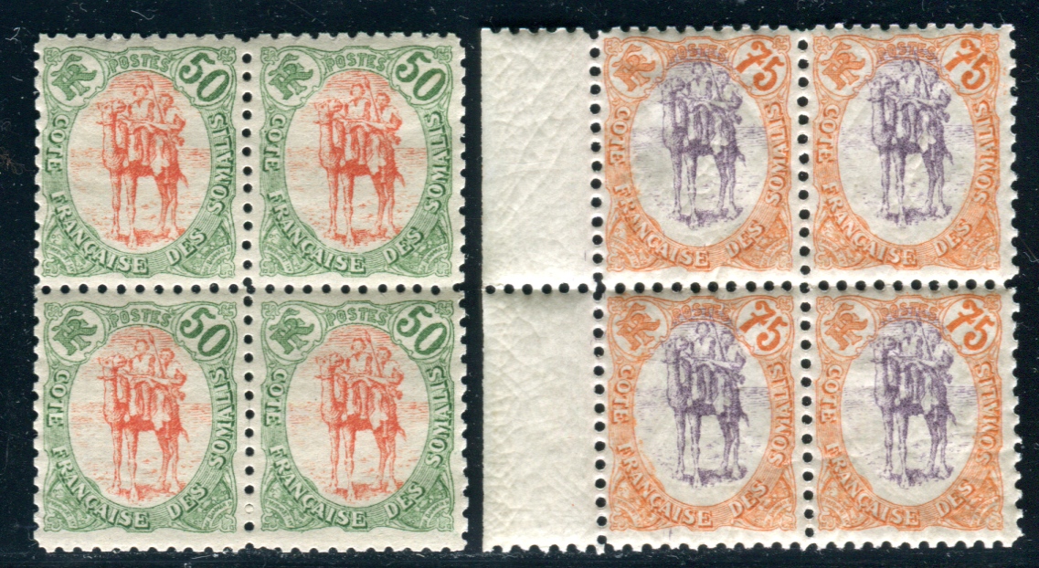 COTE SOMALI 1902 YVERT 48,49 ** NUOVO DI ZECCA in QUATTRO BLOCCHI (K9692