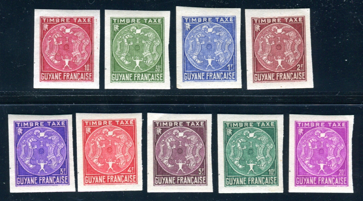 GUYANE PORTO 1947 YVERT TT 22-31 senza 29 ** NUOVO DI ZECCA NON DENTELLATO (K9812