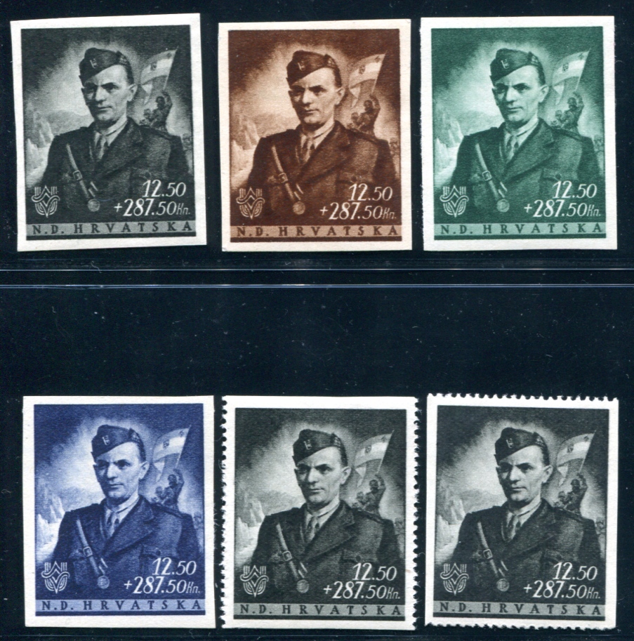 CROATIA 1944 161U, PU, US ecc ** CAMPIONI DI COLORE NUOVI DI ZECCA + DENTATURE PARZIALI (S5282